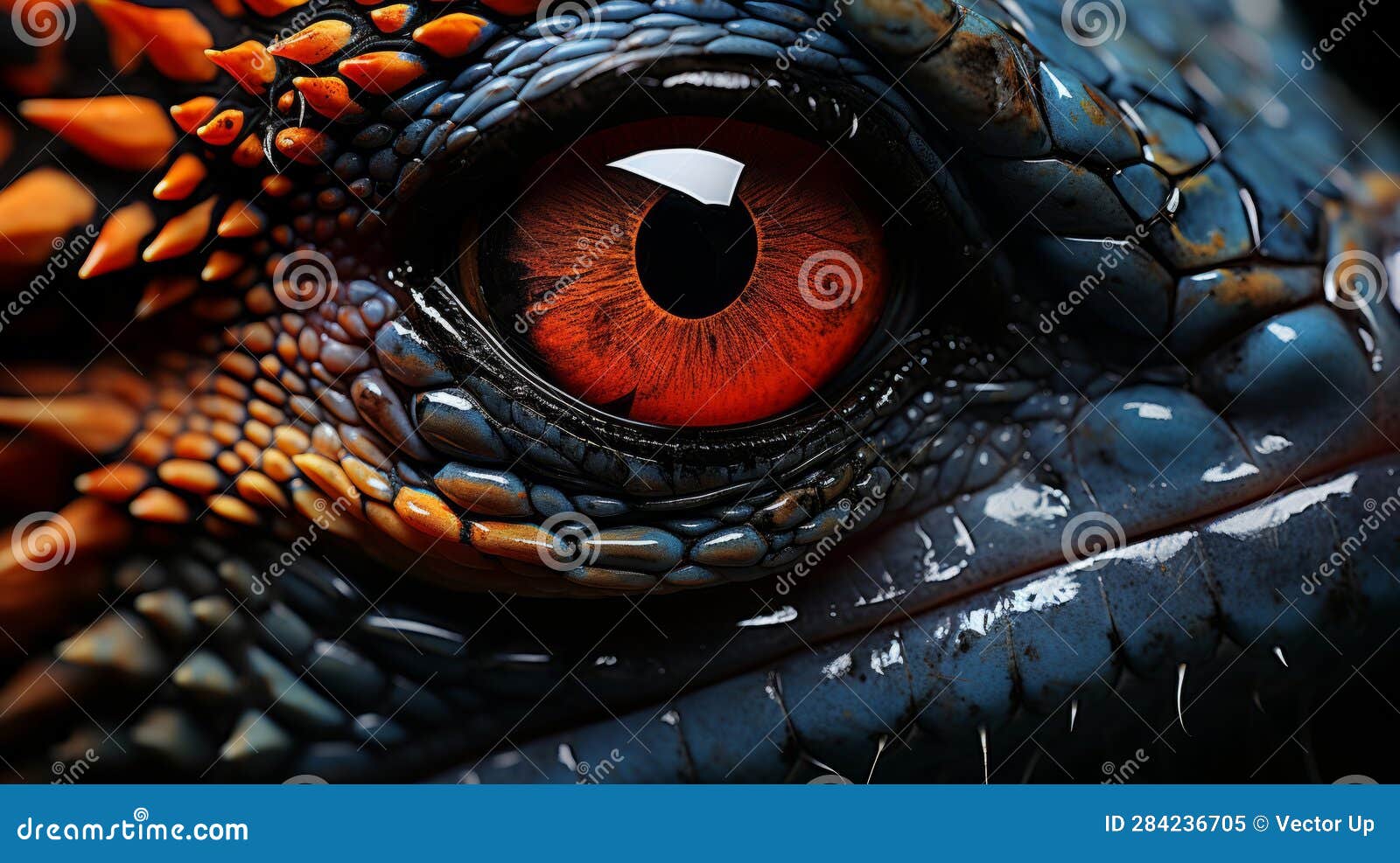 A Close Up of a Lizards Face. Generative AI. Stock Illustration ...