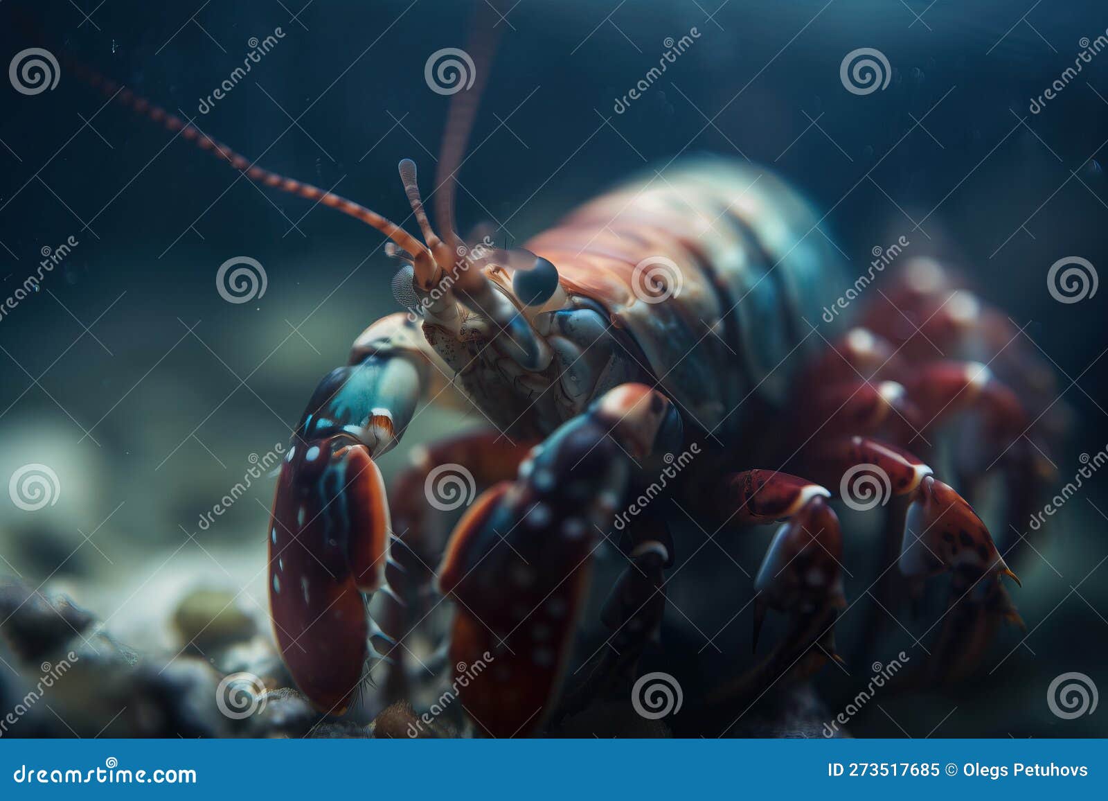 A Close Up of a Lobster on a Rock Under Water Stock Illustration ...