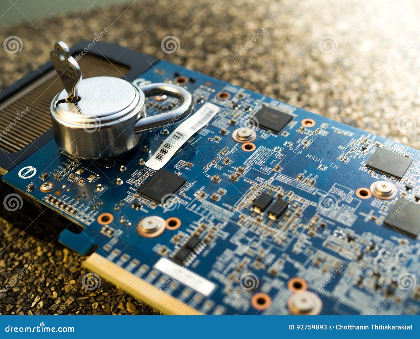 Close Up the Lock and Key on Board, Security Cyber Concept Stock Image ...