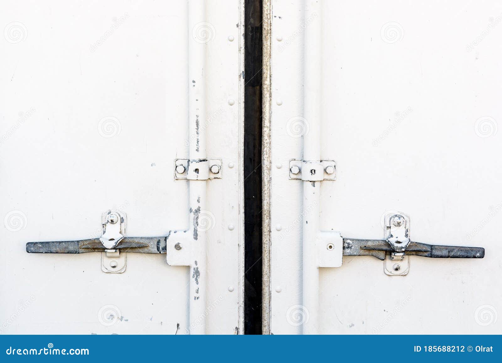Close-up of the Locked Door Handles of a Shipping Container Stock Photo ...