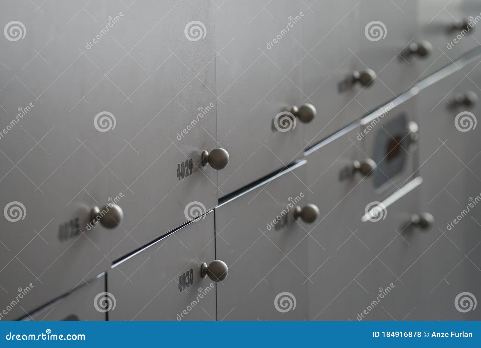 Close up of lockers stock photo. Image of closed, indoors - 184916878