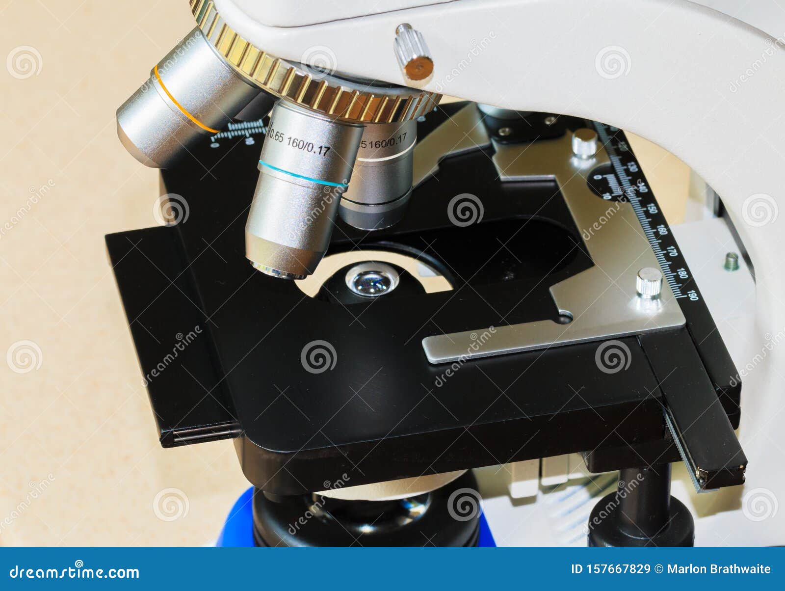 Close Up Look at a Microscope and Lenses Stock Image - Image of ...