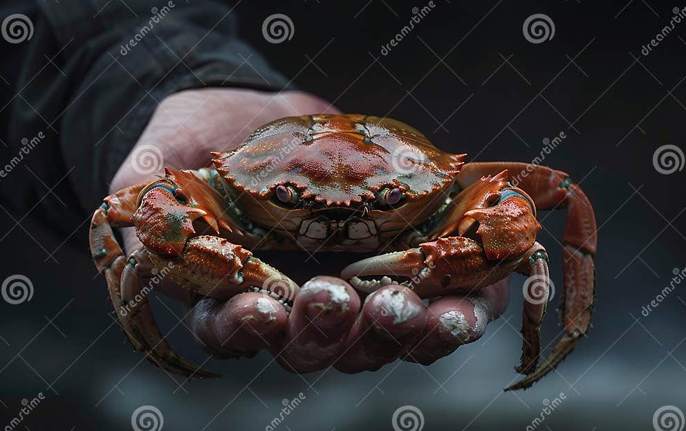 A Close-Up Look at the Smooth Hand Crab -Generative Ai Stock Image ...
