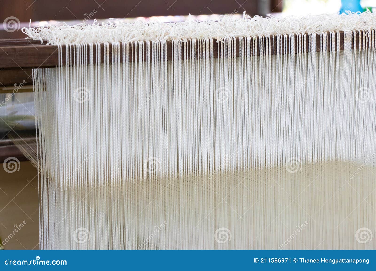 Close Up of Loom with White Thread Background Stock Image - Image of ...