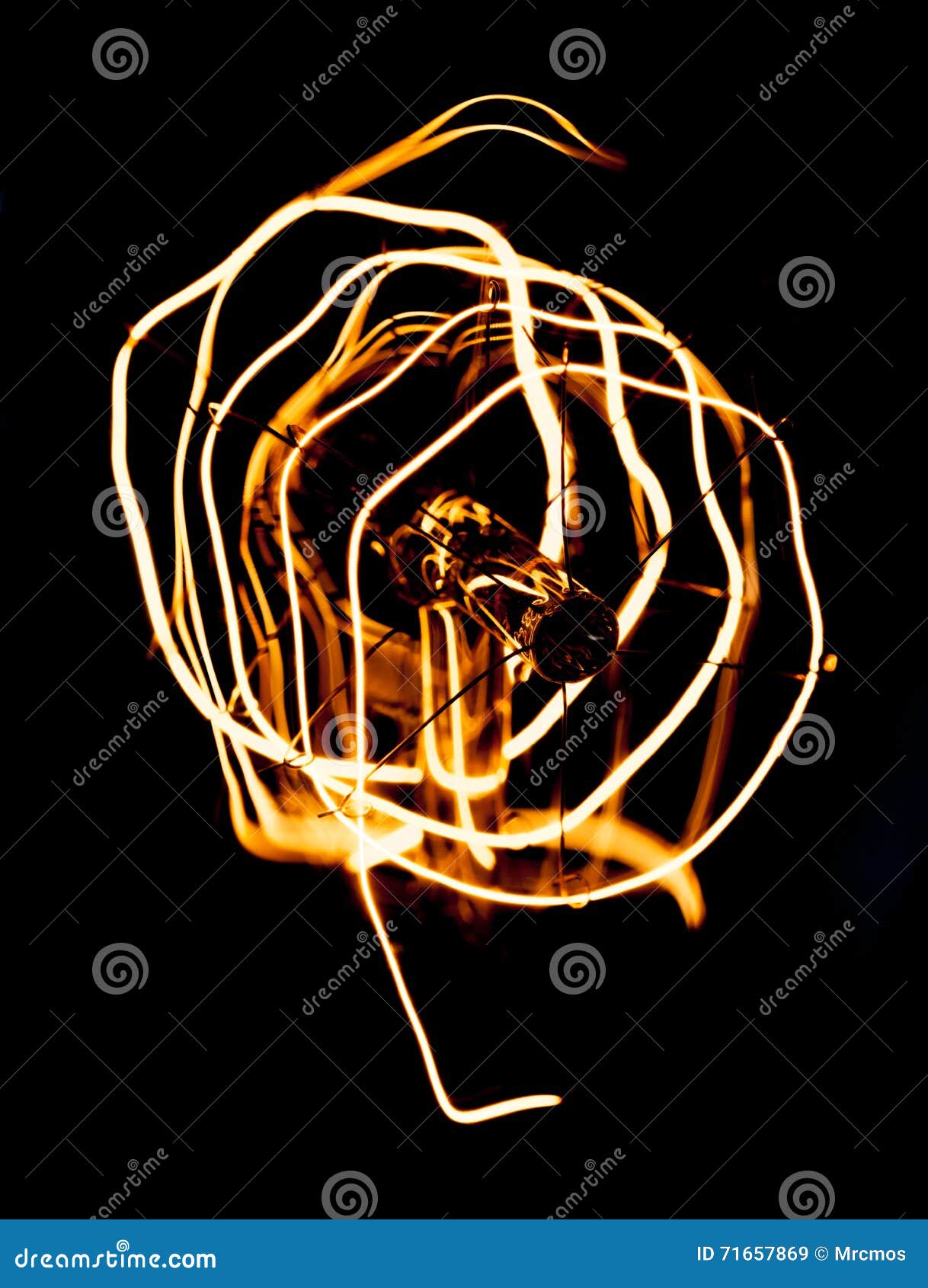 Close Up Looping Carbon Filament of Vintage Edison Light Bulb. Stock ...