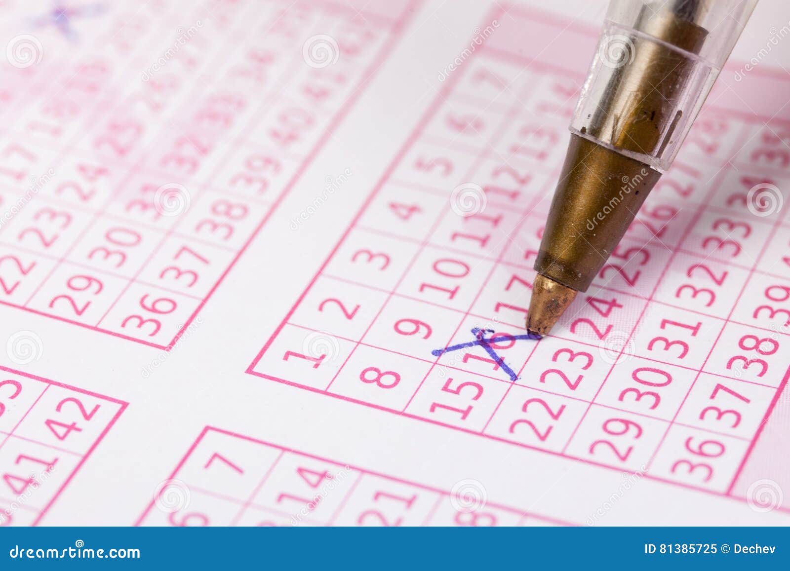 Close Up of Lottery Ticket with Ticked Number Stock Image - Image of ...