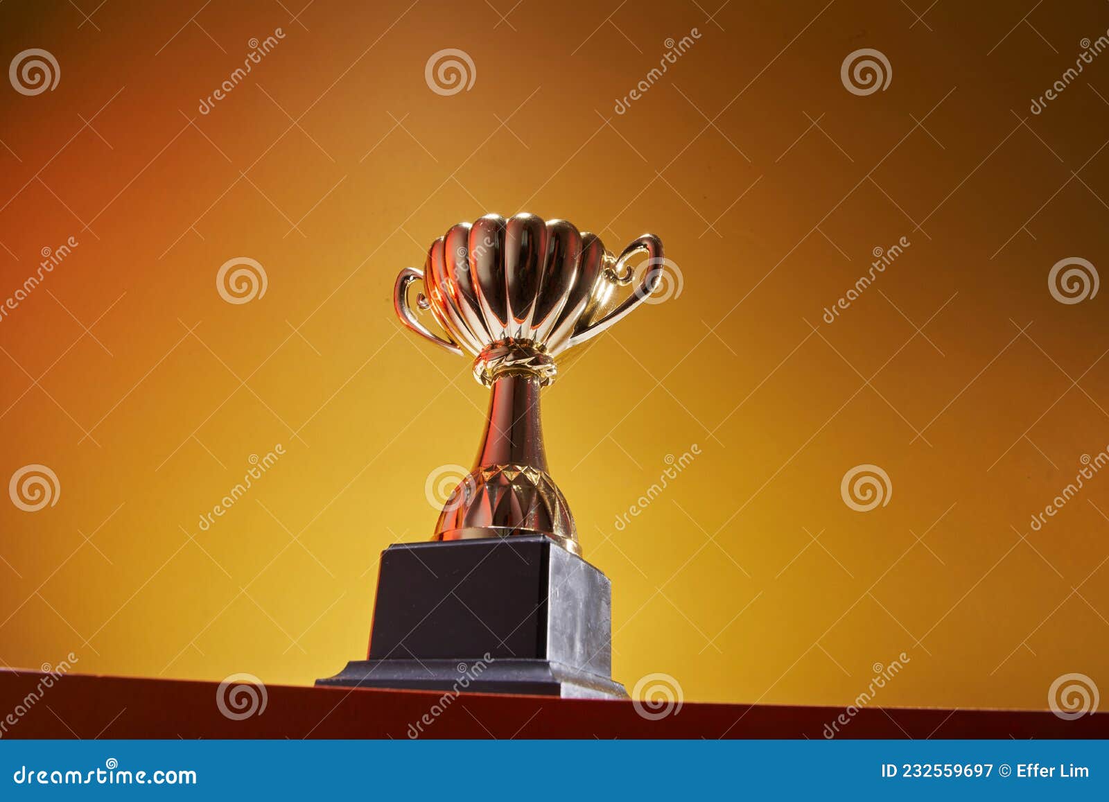 Close Up Low Angle View Gold Colored Trophy Stock Image - Image of ...