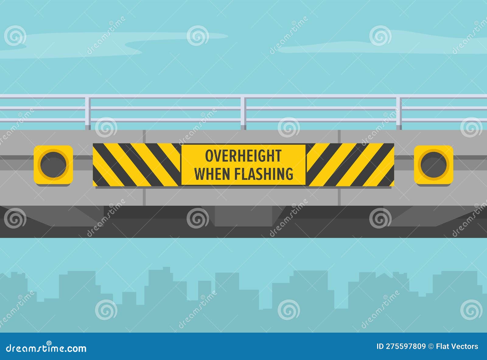 Close-up of a Low Bridge or Overpass with Obstruction and Hazard Marker ...
