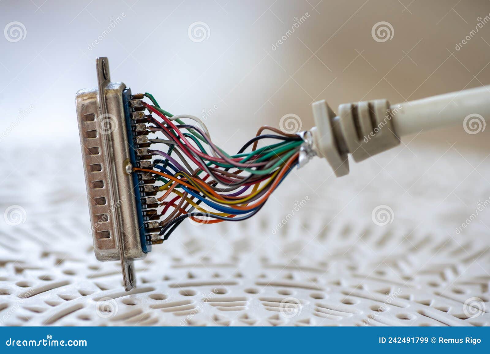 Close-up on a LPT cable stock image. Image of communication - 242491799