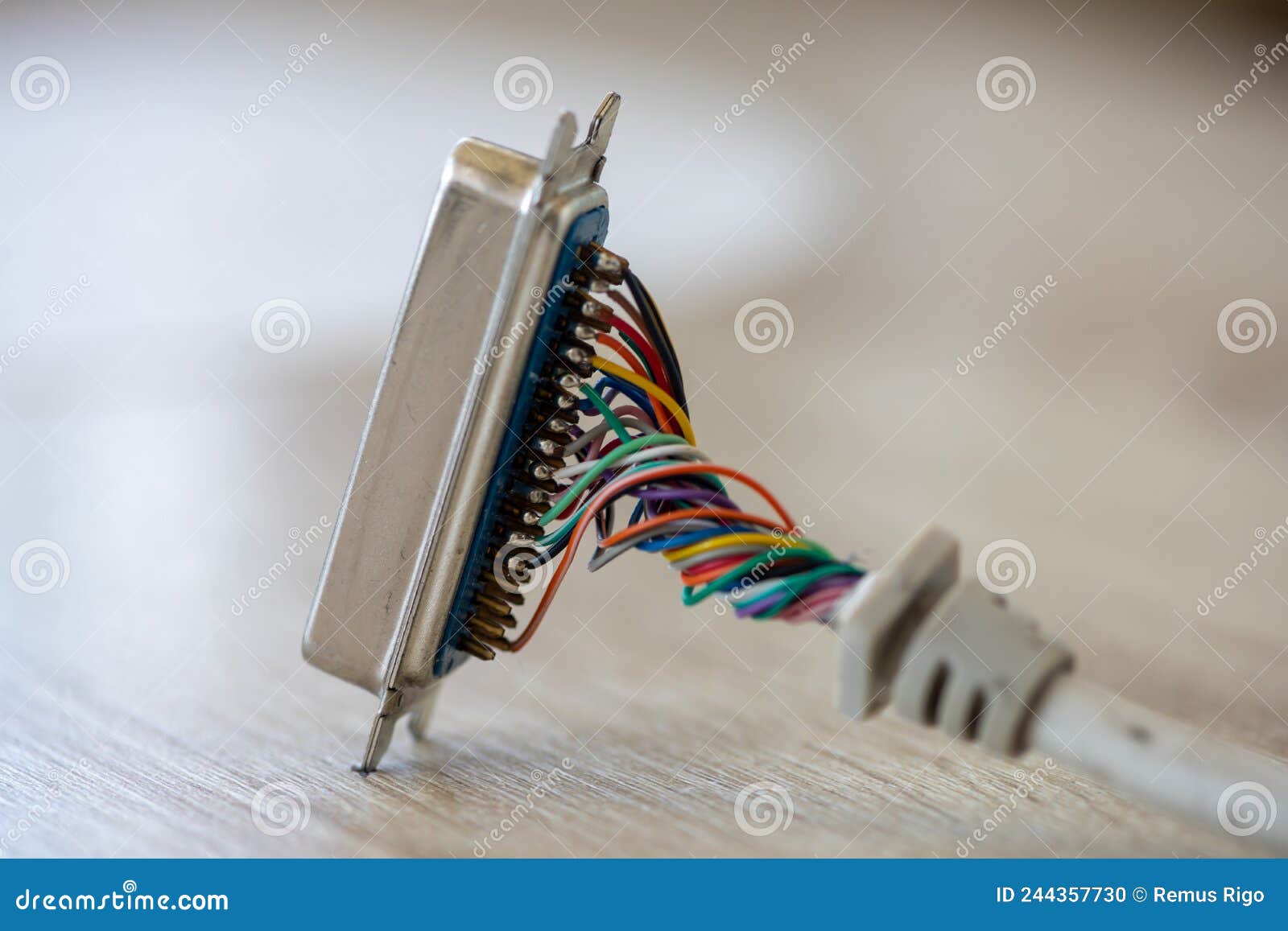 Close-up on a LPT cable stock photo. Image of interface - 244357730