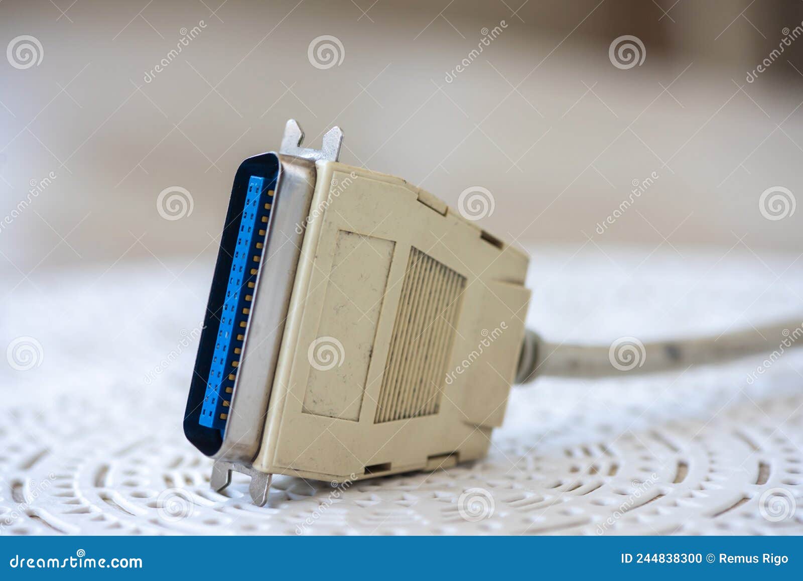 Close-up on a LPT cable stock photo. Image of technology - 244838300