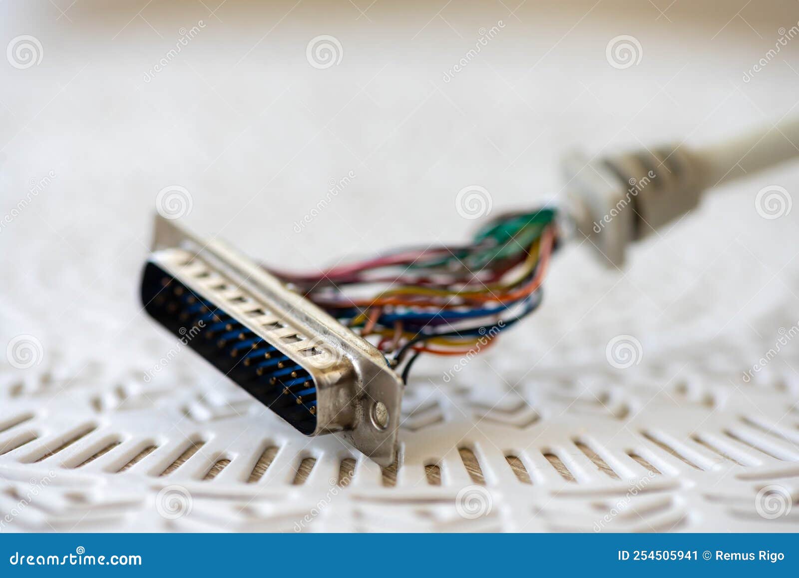 Close-up on a LPT cable stock image. Image of computer - 254505941