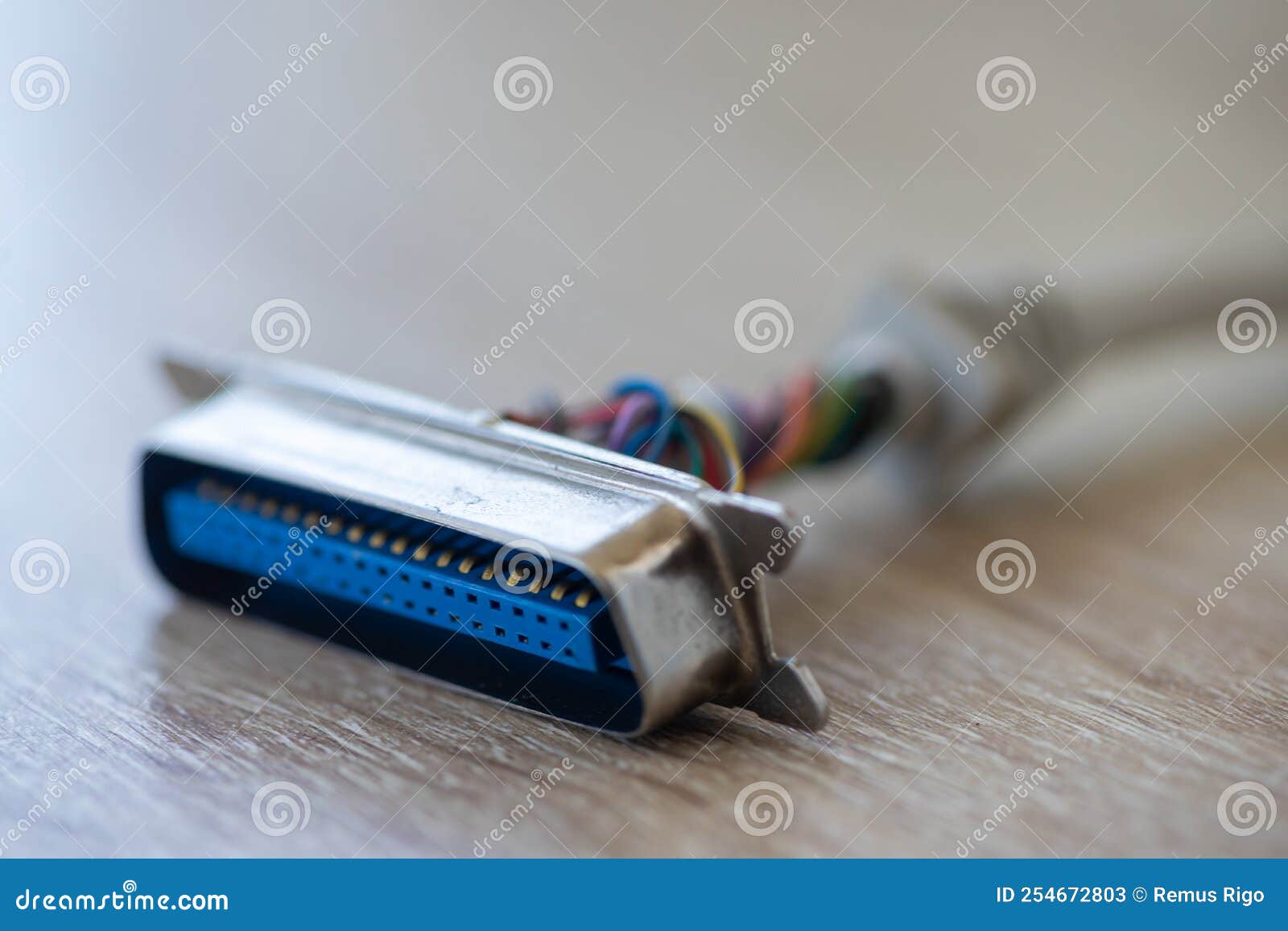 Close-up on a LPT cable stock image. Image of output - 254672803