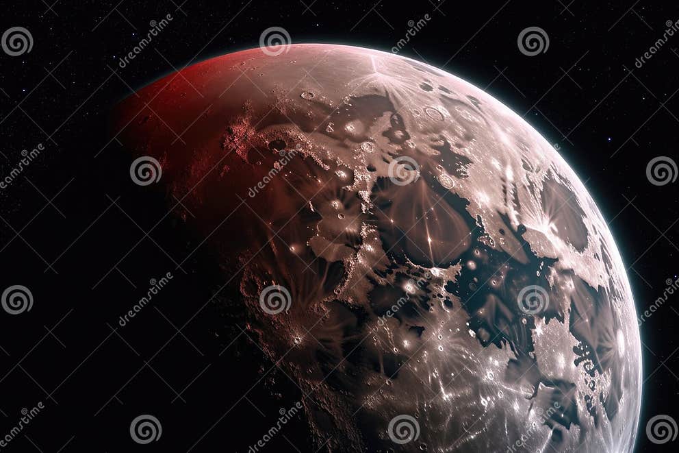 Close-up of a Lunar Eclipse with Earths Shadow Stock Illustration ...