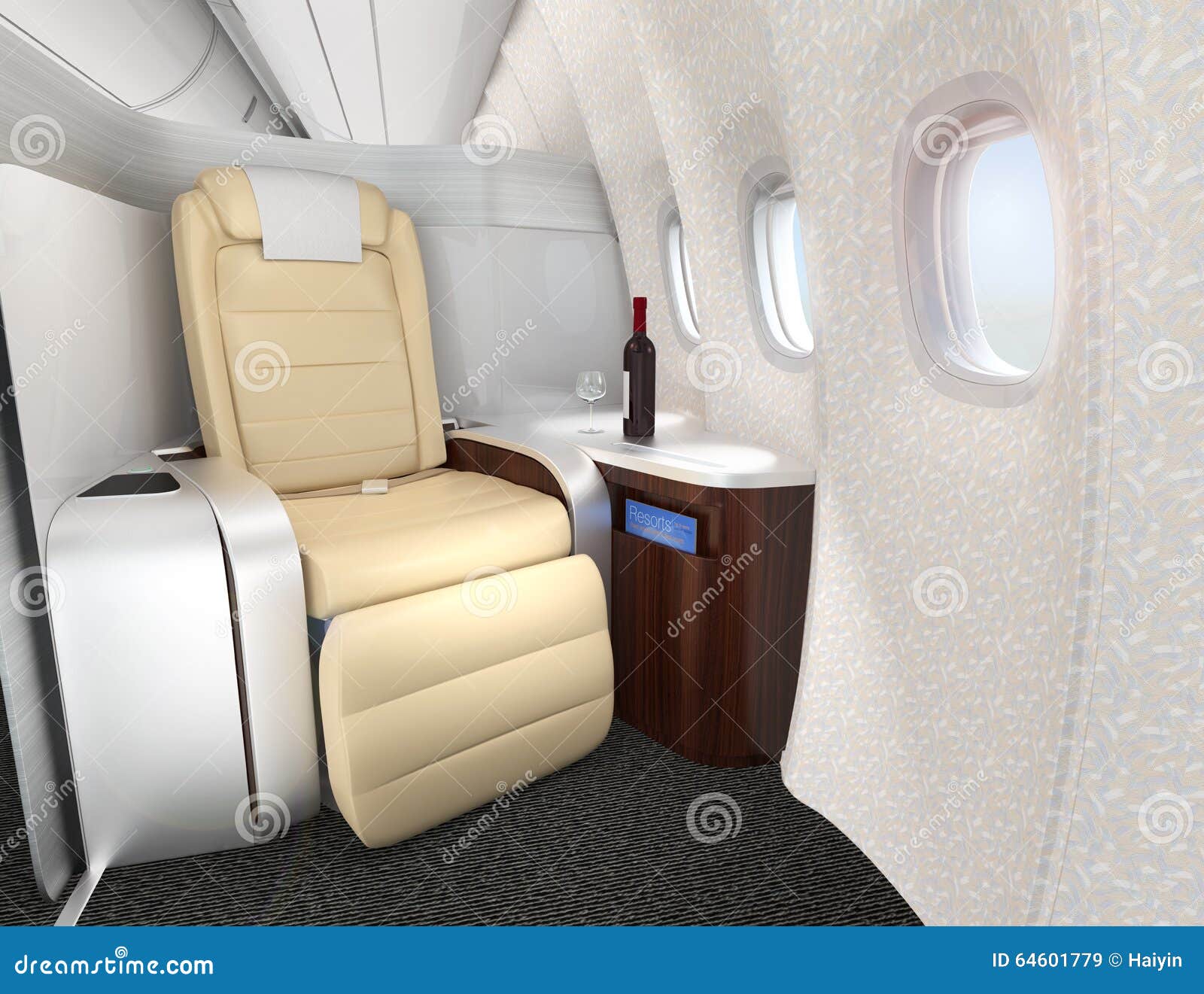 Close-up of Luxurious Business Class Seat with Metallic Silver ...