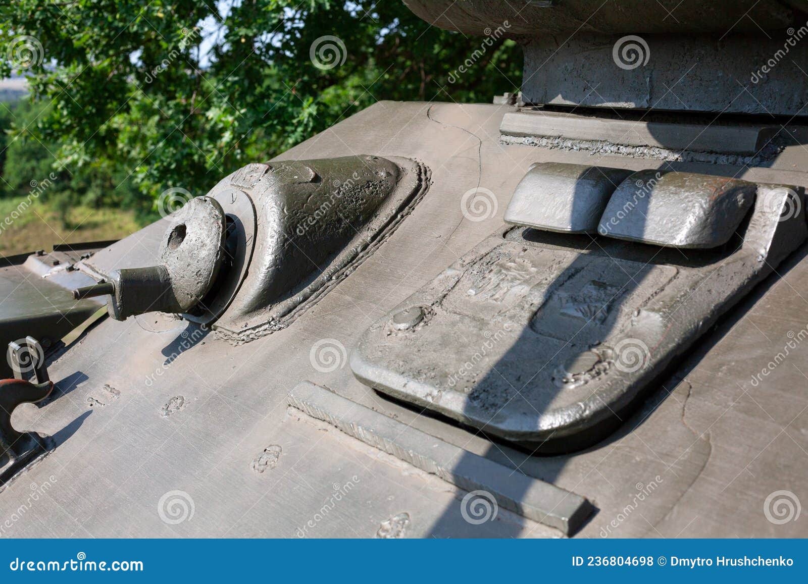 Close Up of Machine Gun and Metal Hatch on Soviet Tank from Second ...