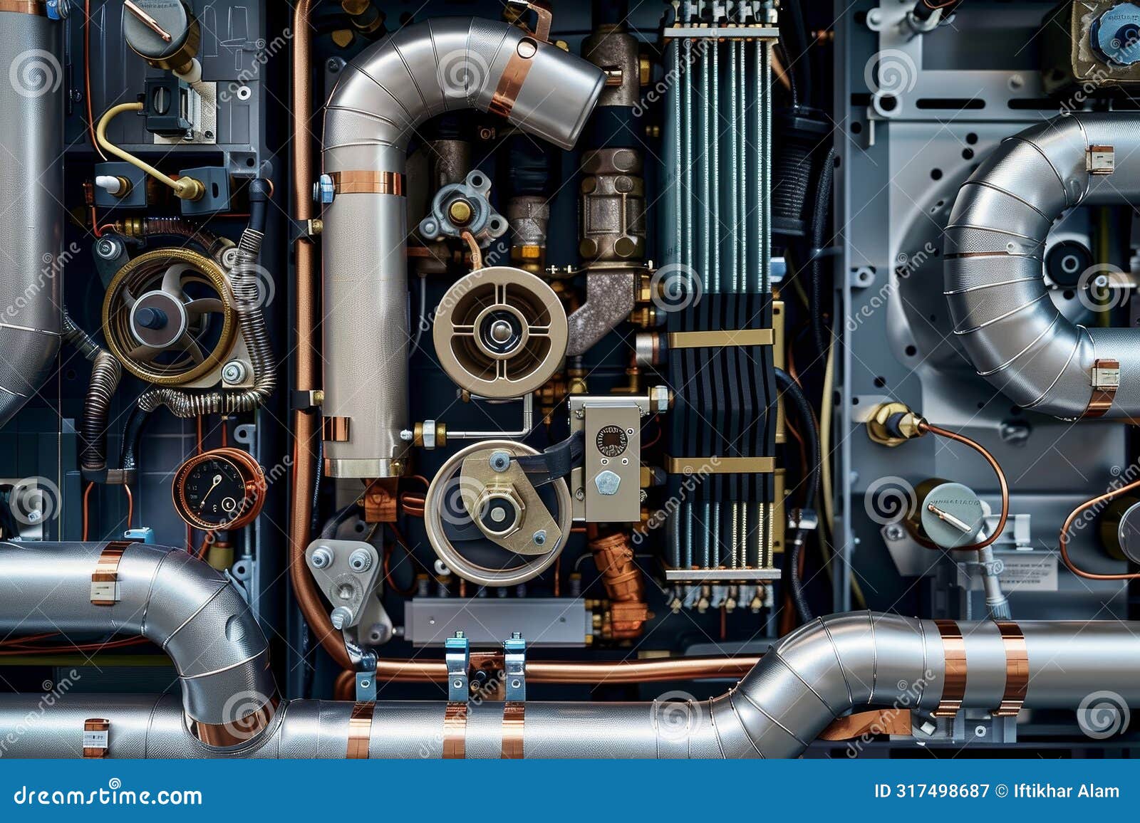 Close Up of a Machine with Intricate Network of Pipes and Valves, a ...