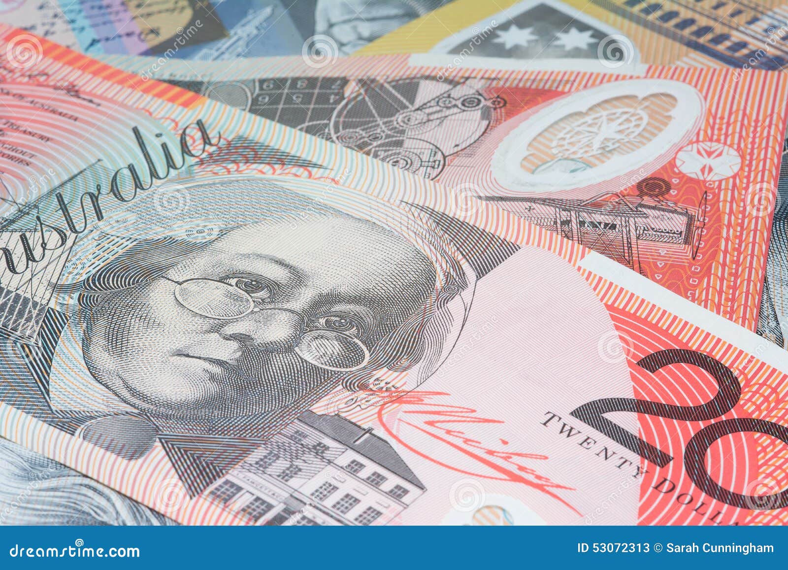 Close Up Macro Australian Notes Money Stock Image - Image of australian ...