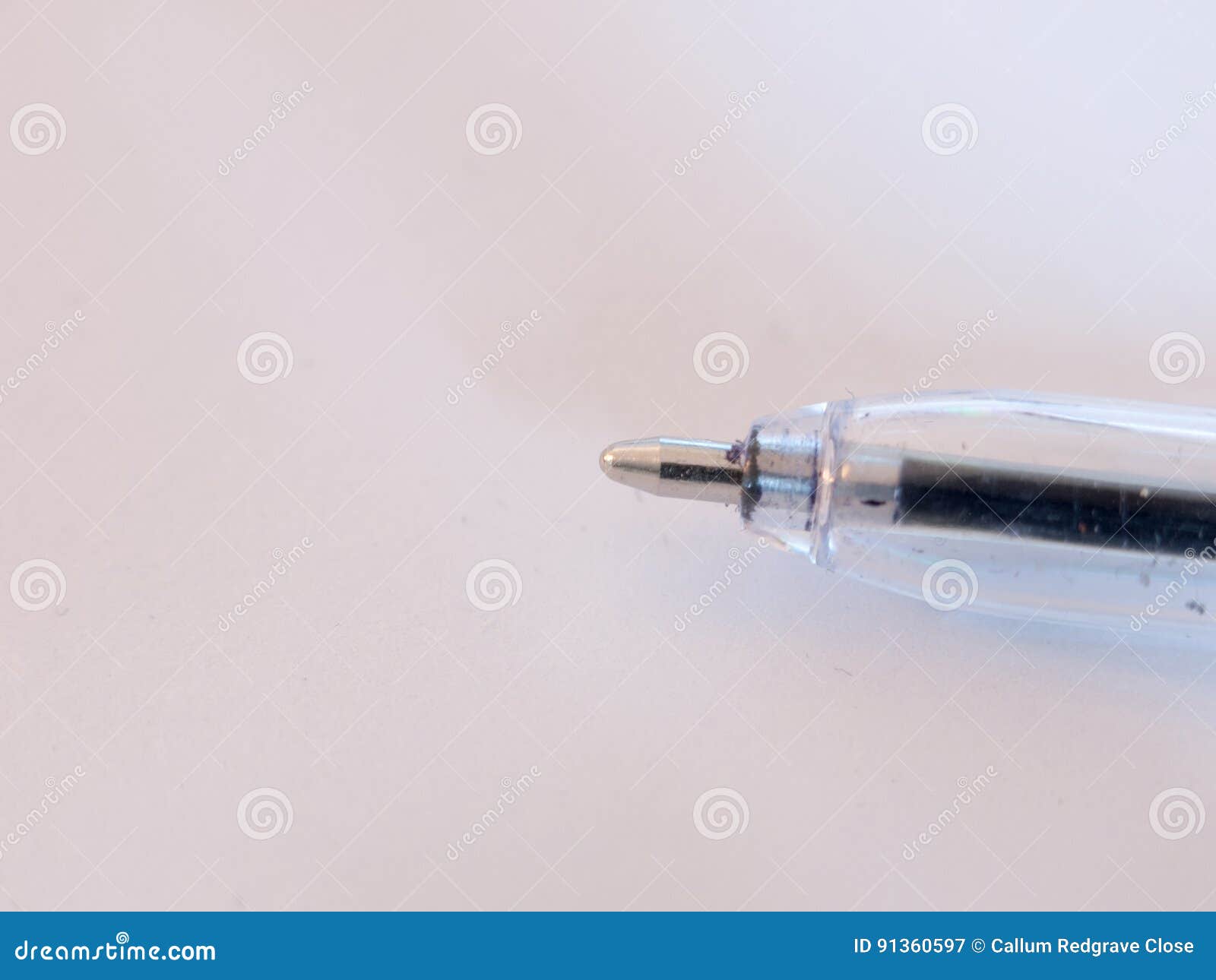 Close Up Macro of Ball Point Pen Tip without Lid on a White Back Stock ...
