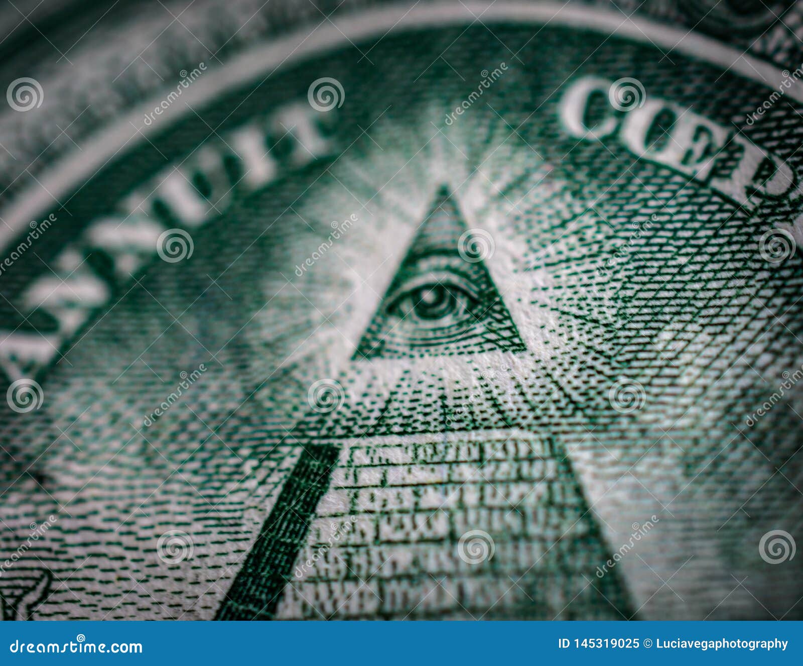 Close Up of Triangle and Eye on Dollar Bill Stock Image - Image of bill ...
