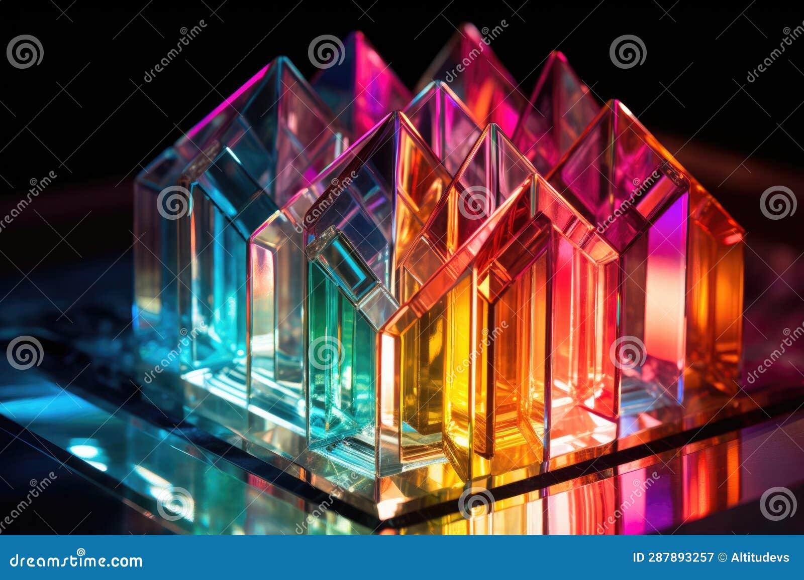 Close-up Macro of Light Refraction within Glass Prism Structure Stock ...