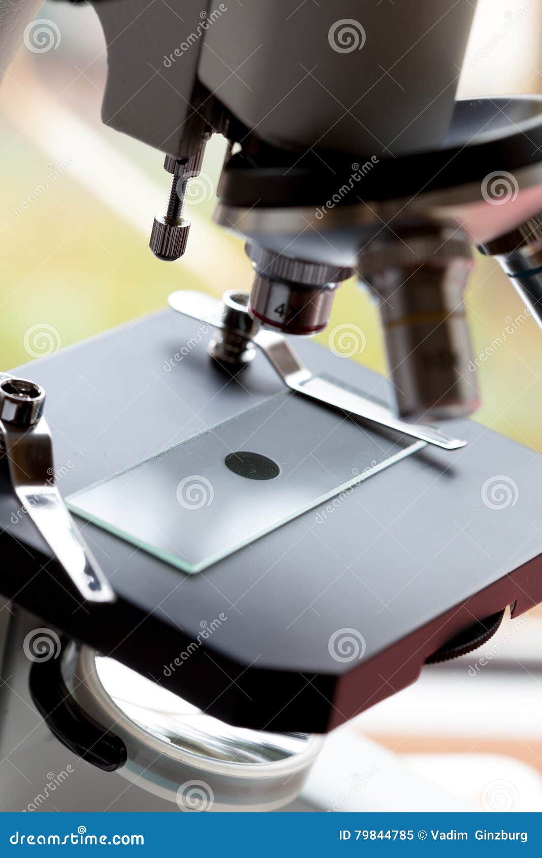 Close Up Macro Microscope with Blood Sample in the Laboratory Stock ...