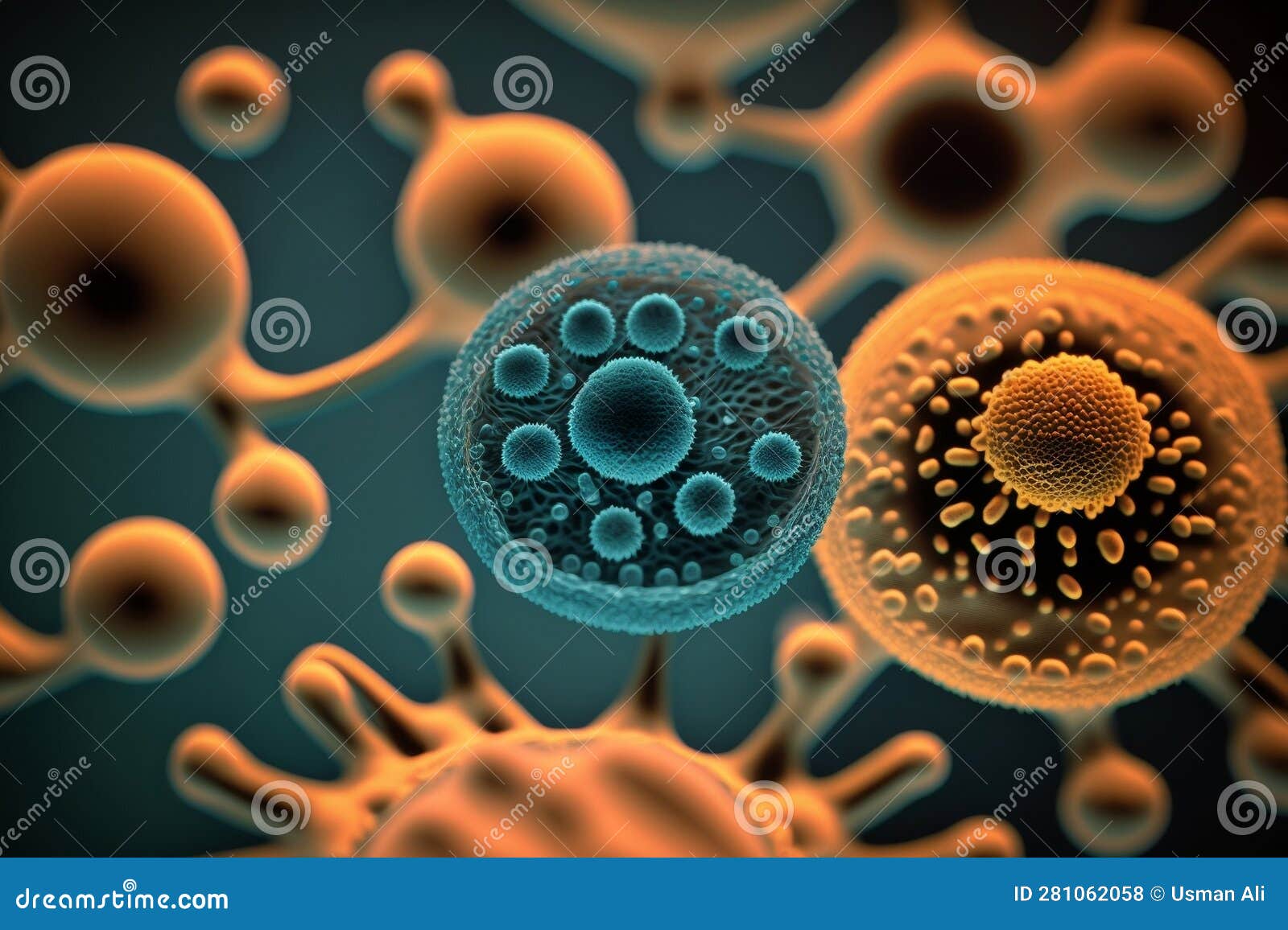 Close Up Viral Infection Spread Visualization Microscopic View Of Viral ...