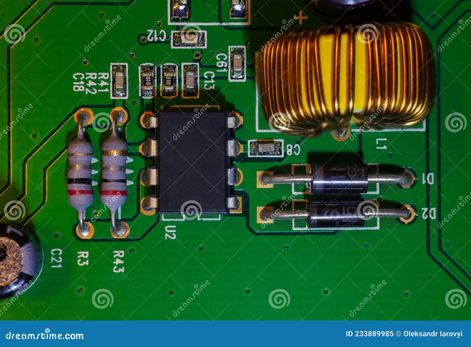 A Close-up Macro Shot of a Copper Coil of Mains Voltage for Computer ...