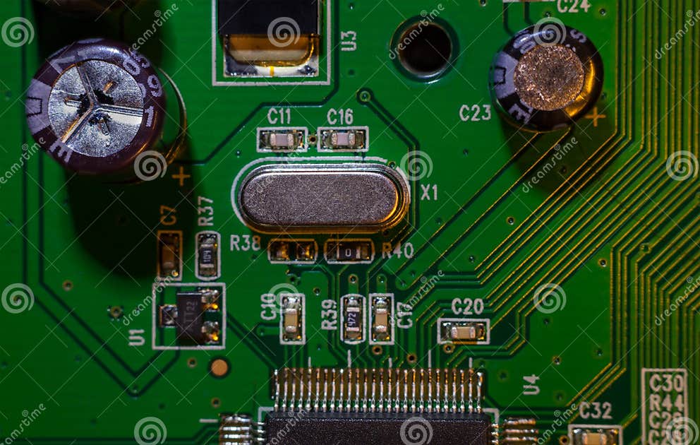A Close-up Macro Shot of a Quartz Resonator for Controlling a Computer ...