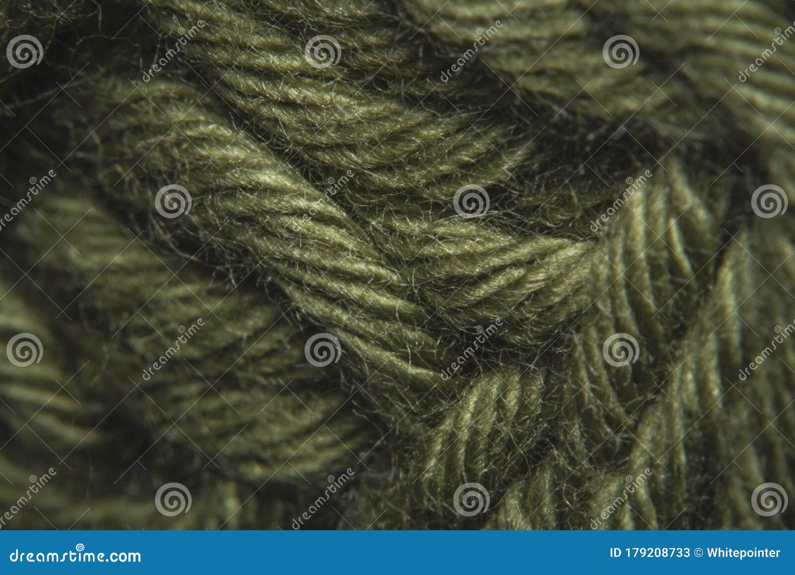 Close-up Macro Shots a Green Wool Thread on the Wool Thread Ball Stock ...