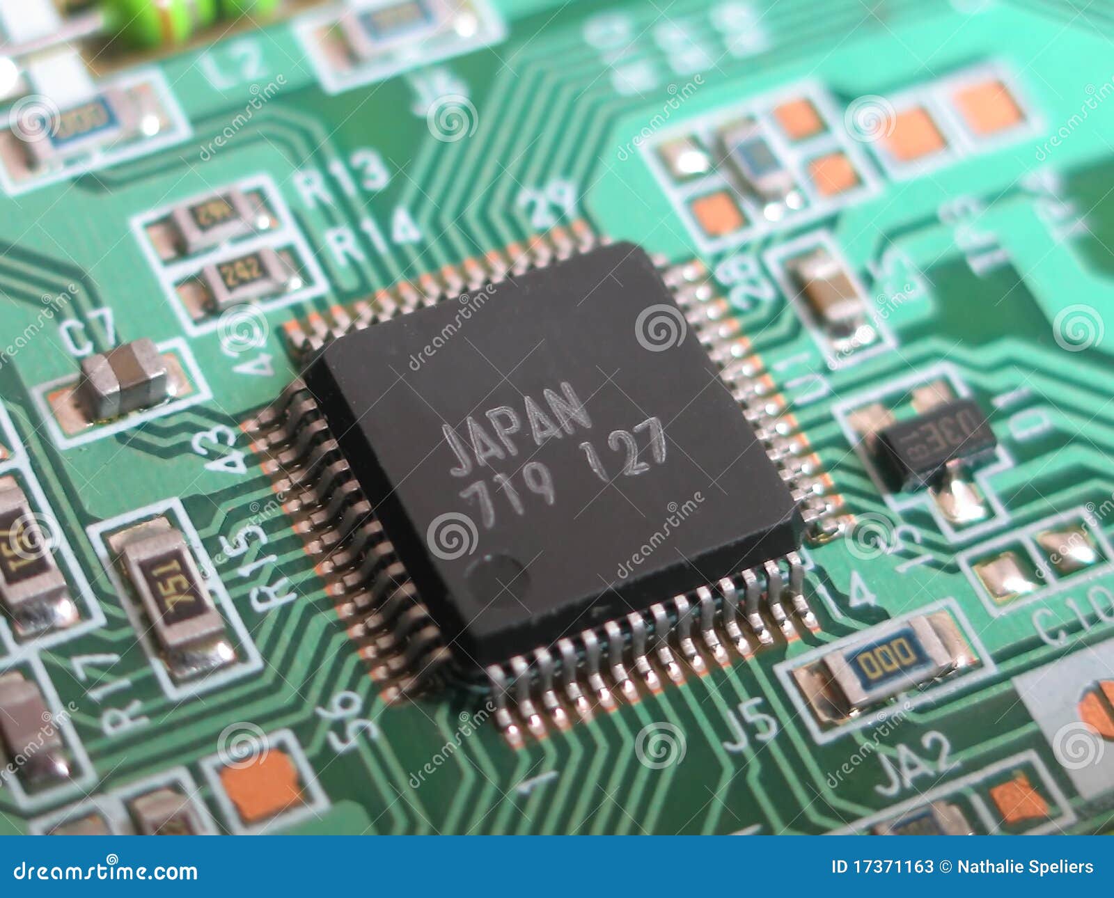 Close Up Macro of Small Circuit Board Stock Image - Image of green ...