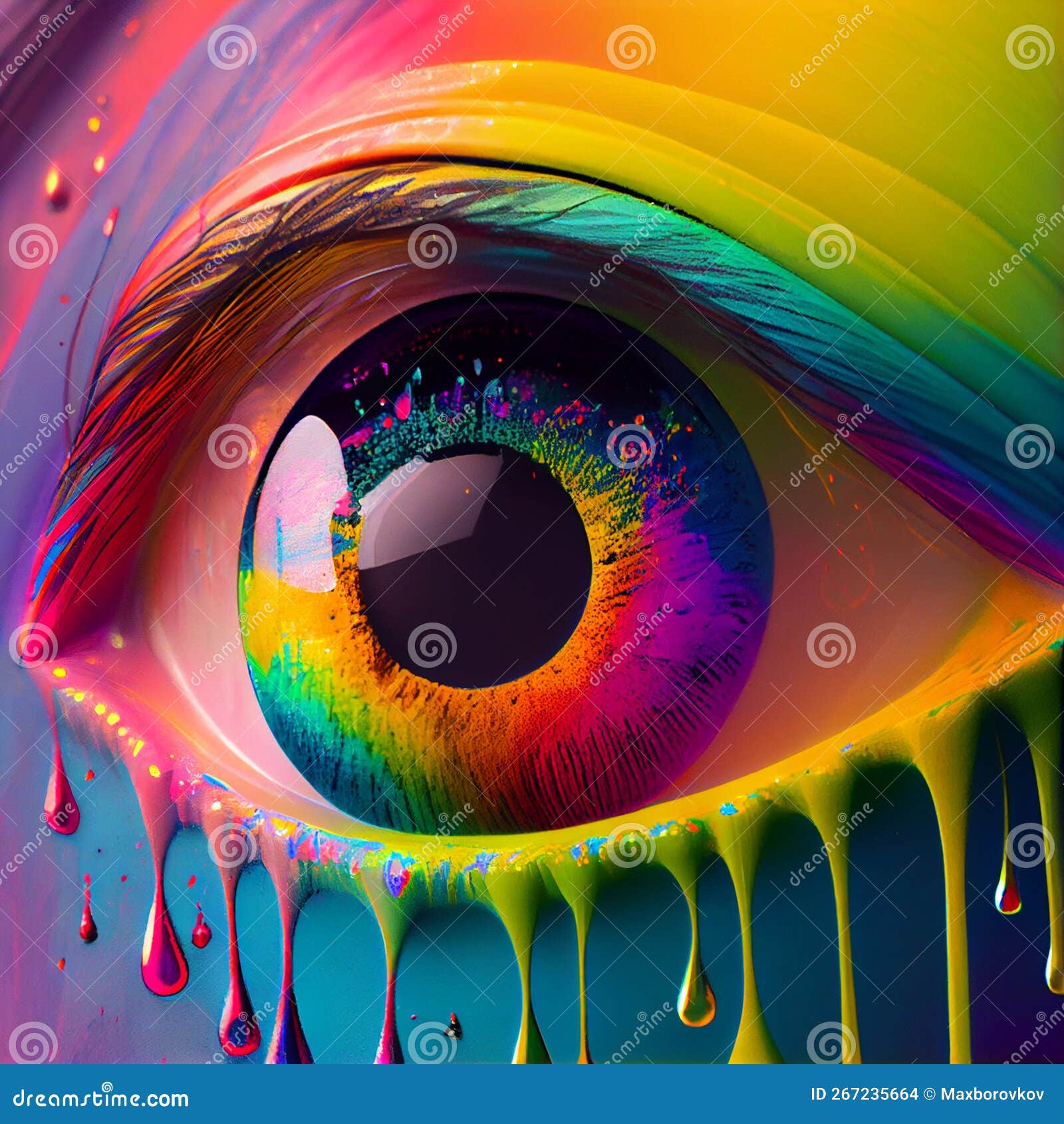 Close-up Macro Surreal Eye Dripping. AI Generative Stock Illustration ...