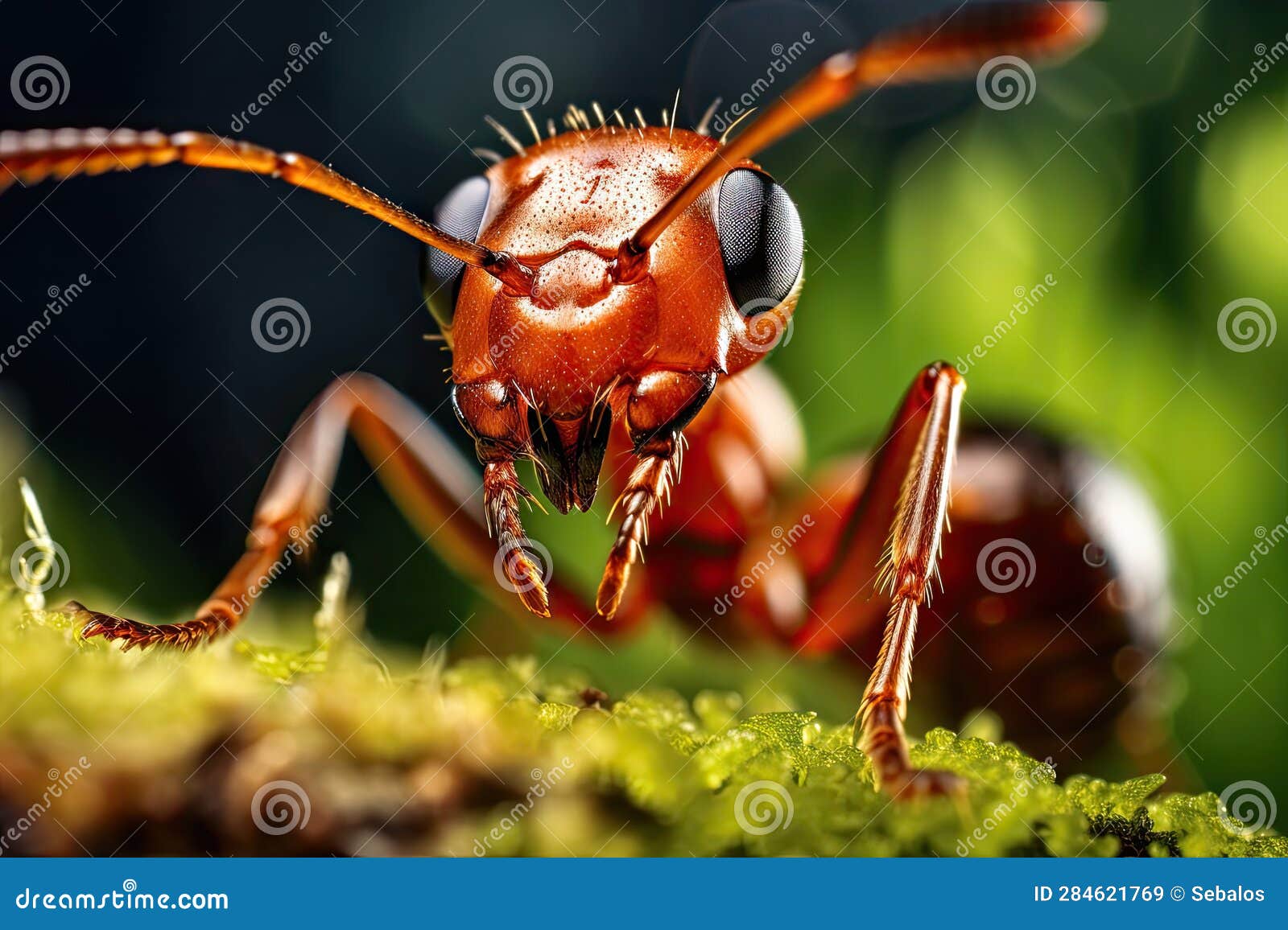 A Close-up Macro View of an Ant in a Forest Stock Illustration ...