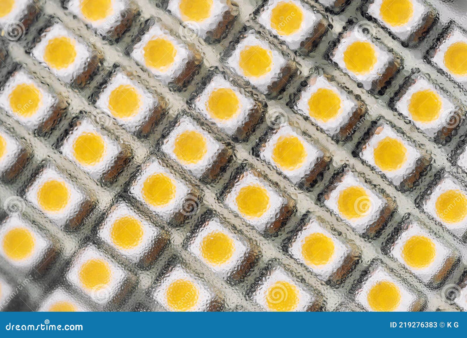Close-up Macro View of Led Smd Bulb Lamp with Rows of Yellow Diode ...