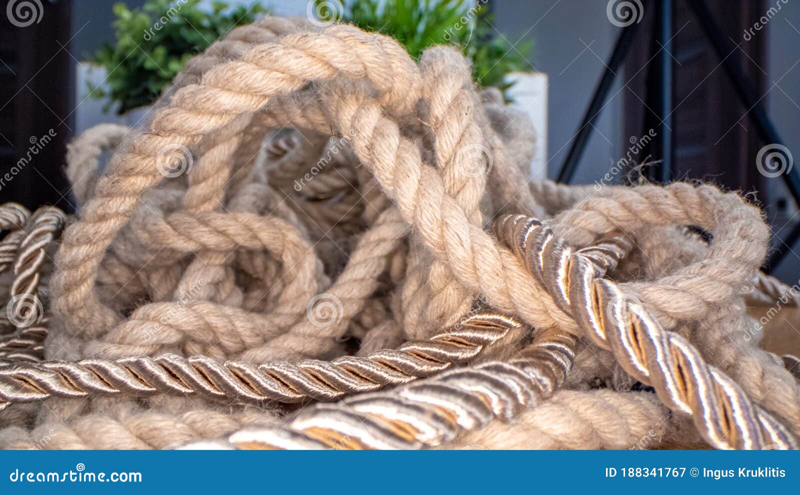 Close Up Macro View of the Rope. View from Inside the Bulk of Rope ...