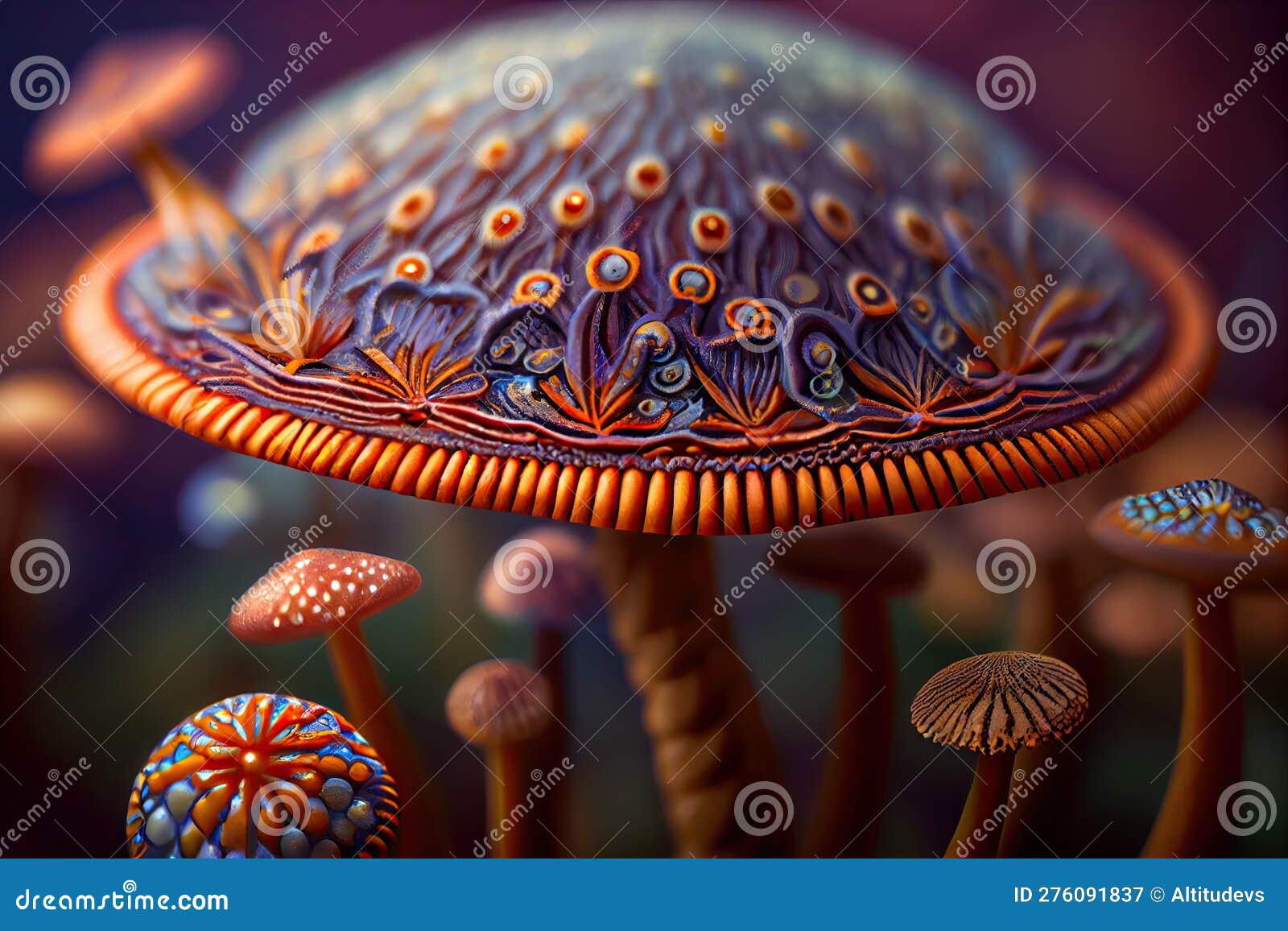 Close-up of Magic Mushroom, with Intricate Patterns and Colors Visible ...