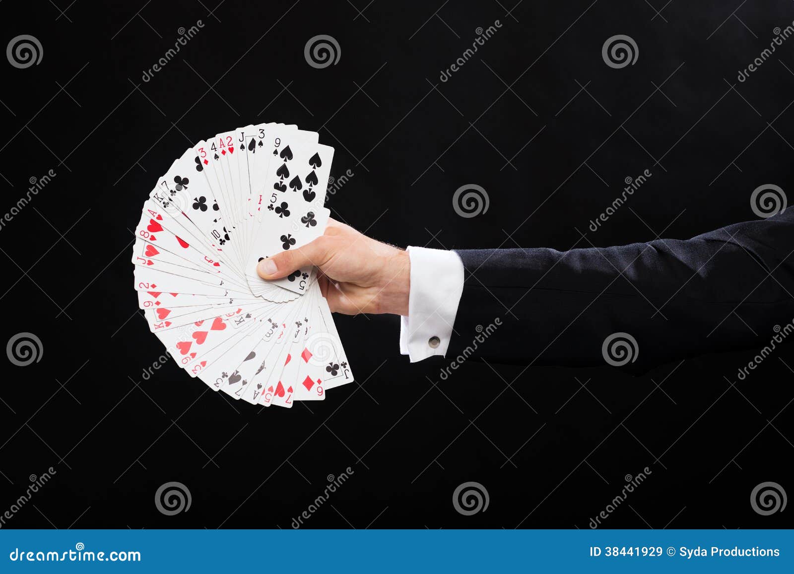Close Up of Magician Hand Holding Playing Cards Stock Image - Image of ...