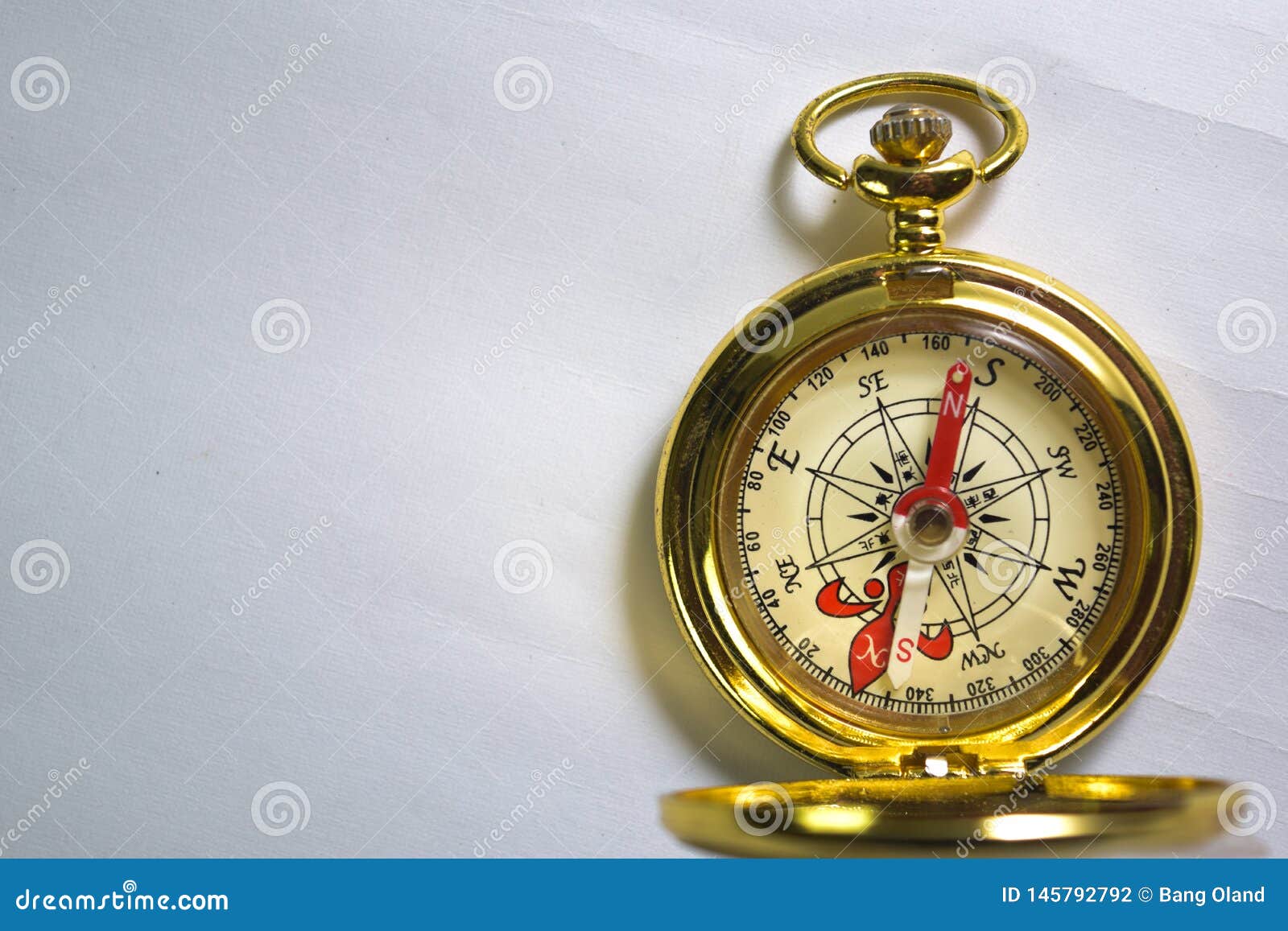 Close Up Magnetic Golden Compass Isolated on White Background Stock ...