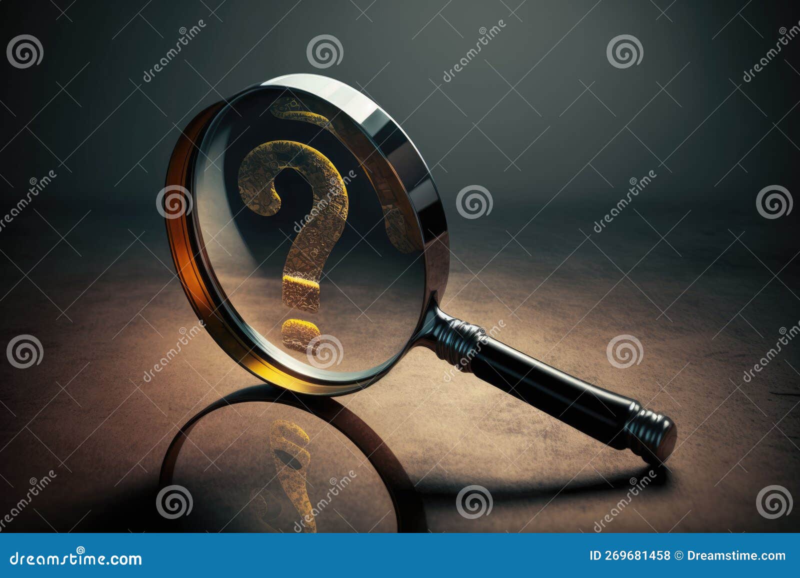 Close Up Magnifier Glass with Question Mark.Generative AI Stock Photo ...