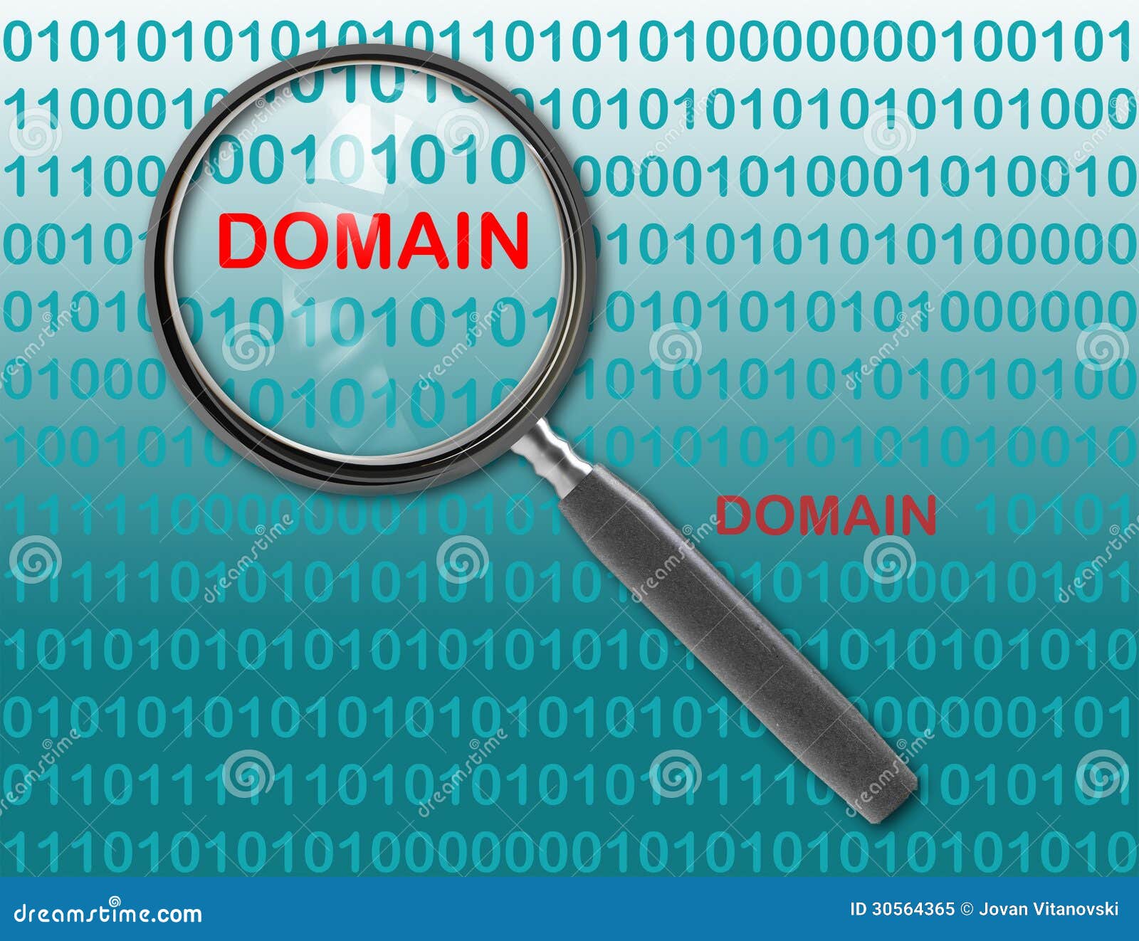 Close Up of Magnifying Glass on Domain Stock Illustration ...