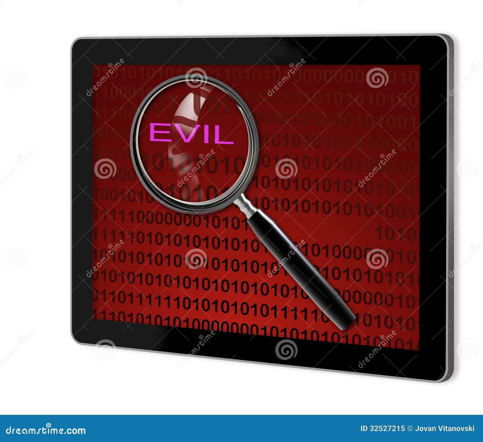 Close Up of Magnifying Glass on Evil Stock Image - Image of binary ...