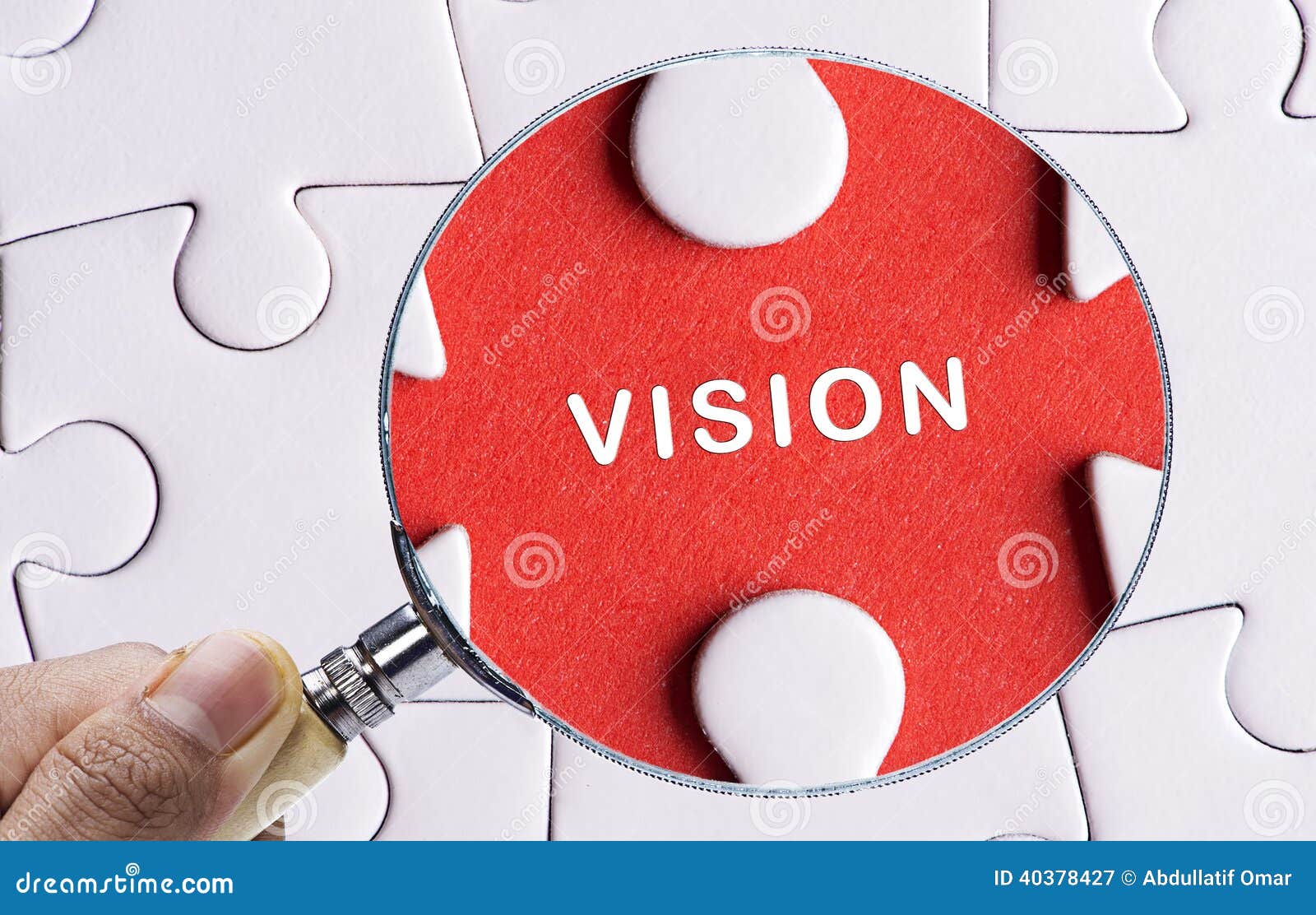 Close Up Magnifying Glass Searching Missing Puzzle Peace Vision Stock ...
