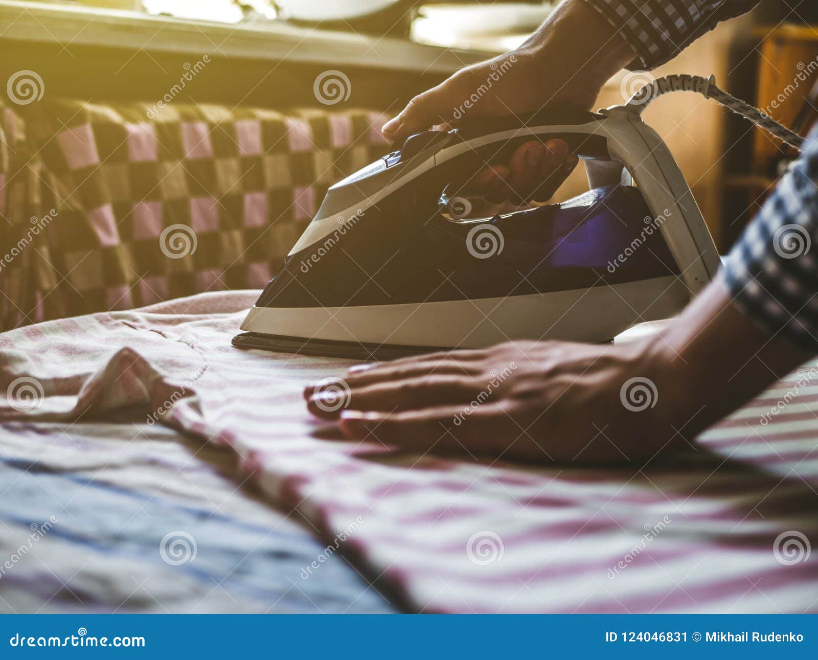 Close Up Maid Ironing Clothes in Hotel Cozy Room Stock Image - Image of ...