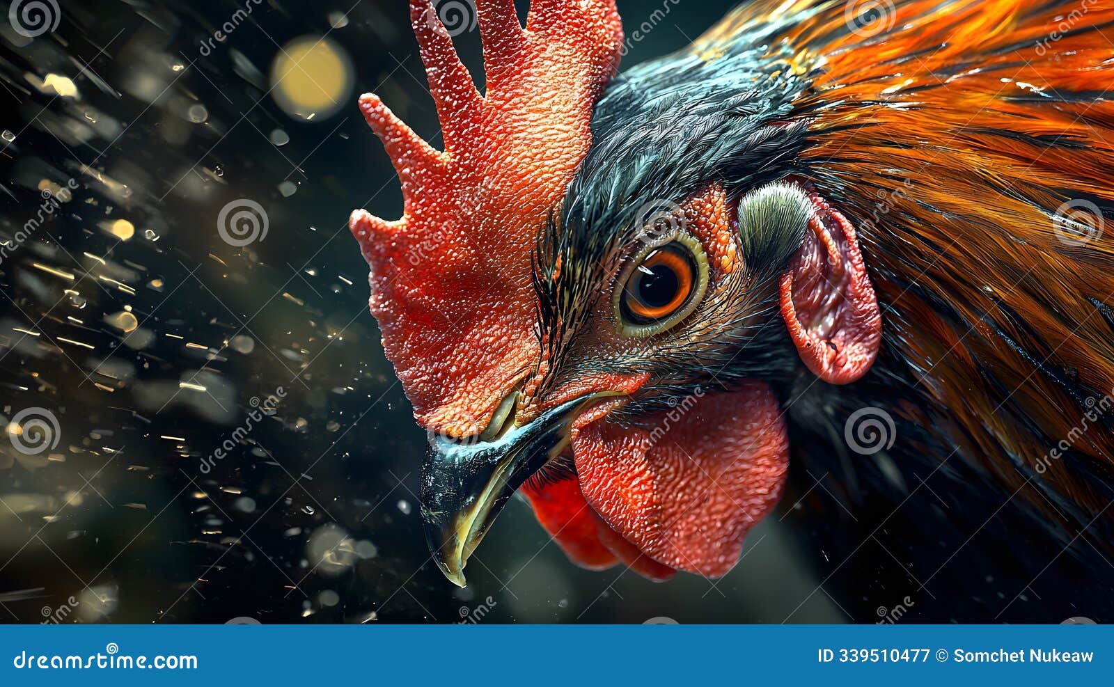 Majestic Rooster Silhouette At Sunrise With A Vibrant Dawn Sky And ...