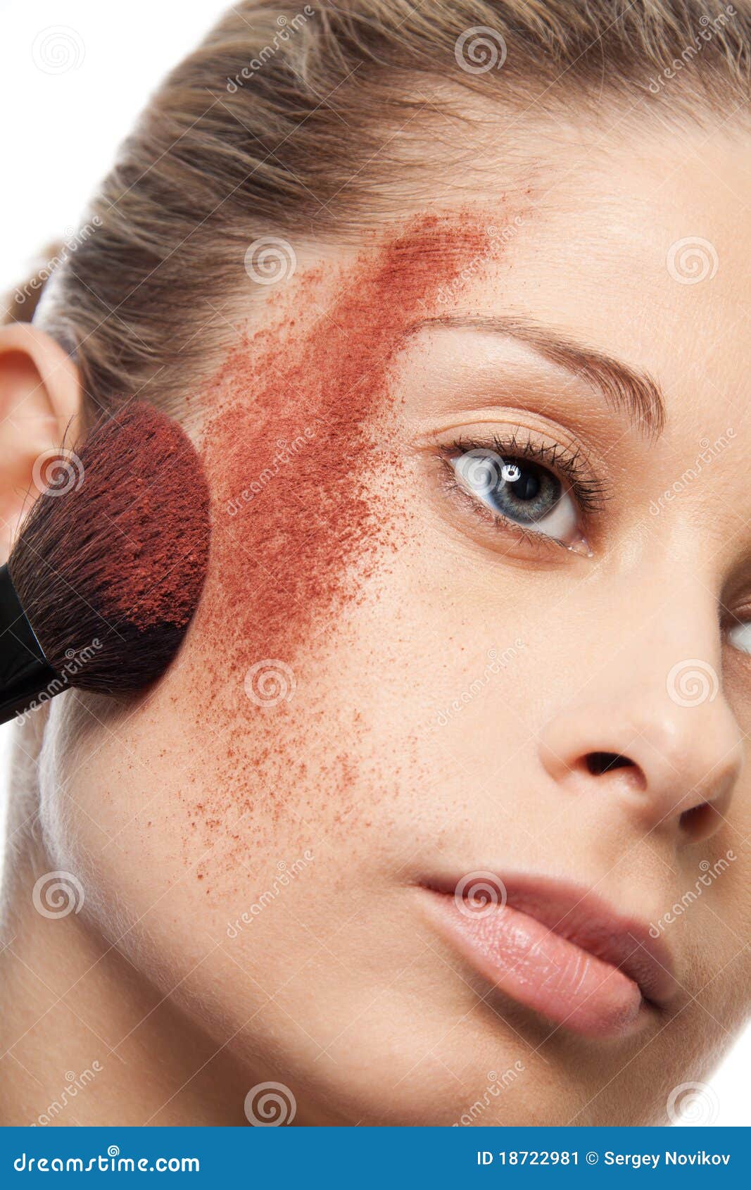 Close Up of Makeup Powder on a Cheek Stock Image - Image of attractive ...