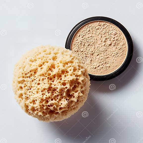 A Closeup of a Makeup Sponge and Pressed Powder Stock Illustration ...