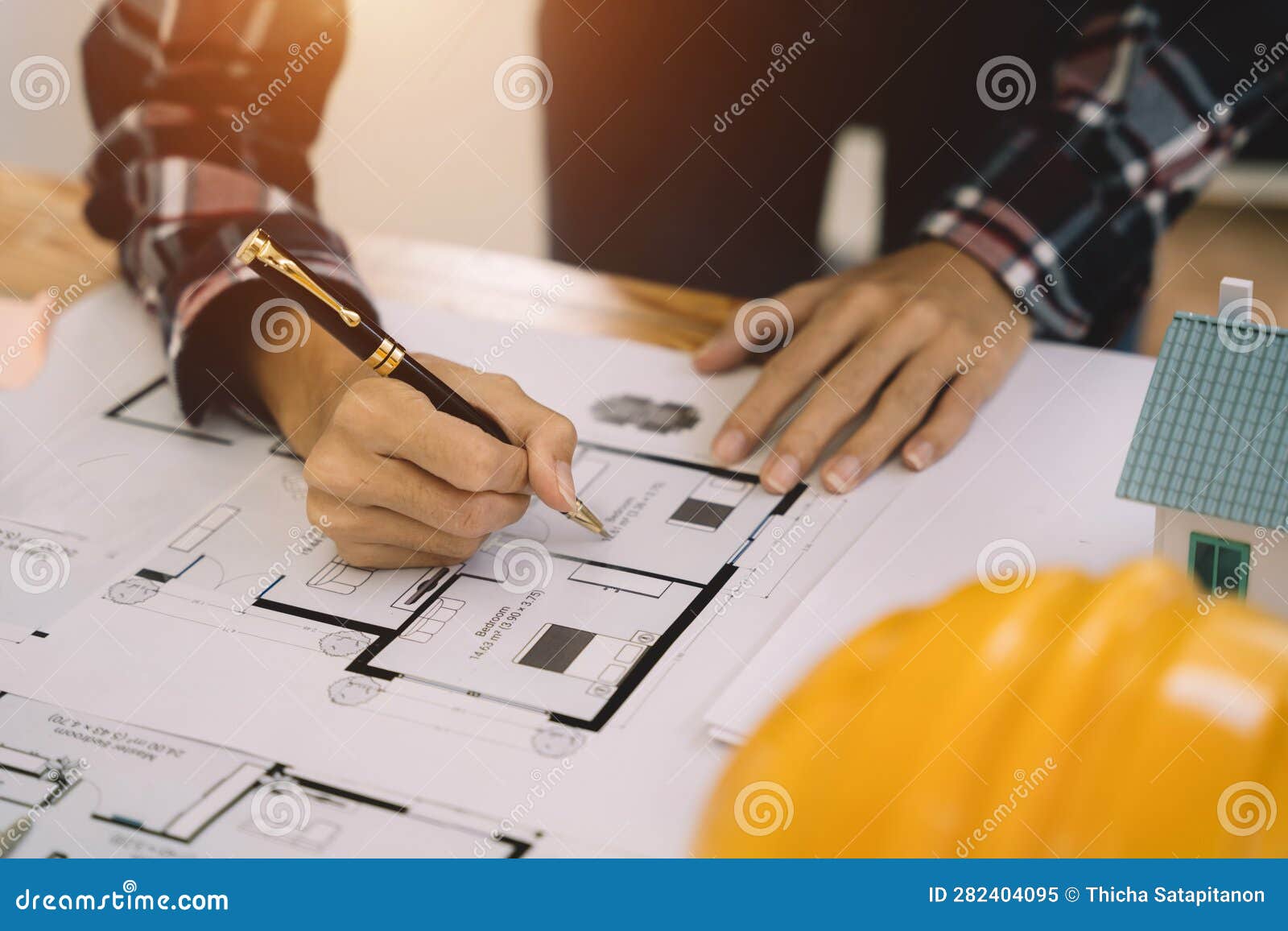 Close Up of Male Architect Hands Making Model House. Man Architect ...