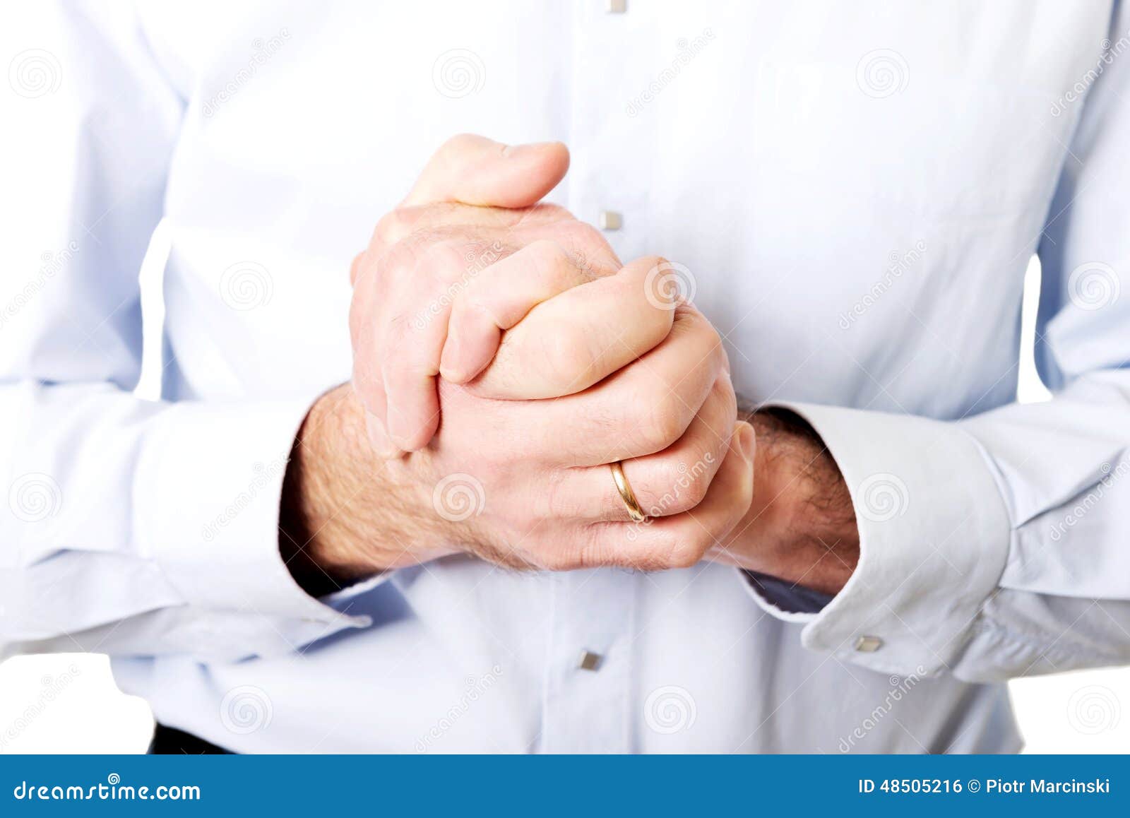 Close Up on Male Clenched Hands Stock Photo - Image of chemise, hands ...