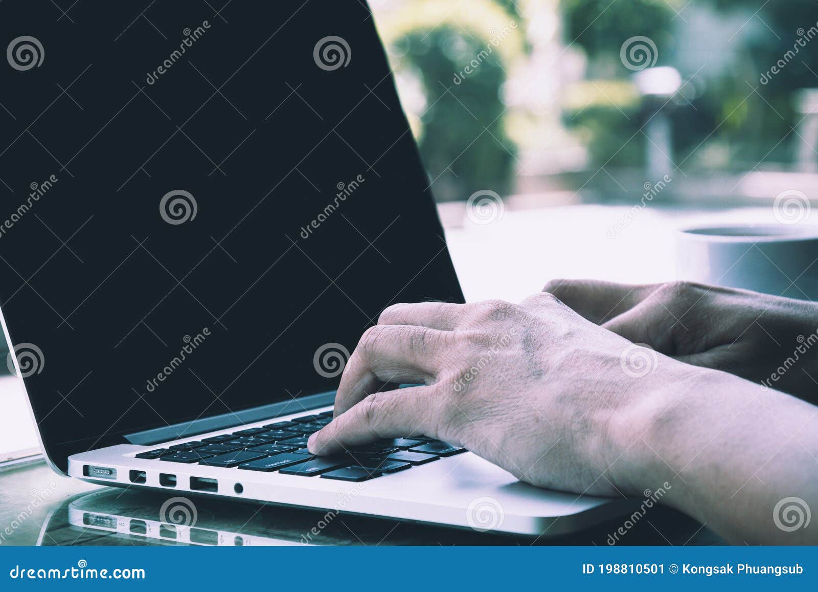 Close Up of Male Customer Input the Wording To Search the Data by ...