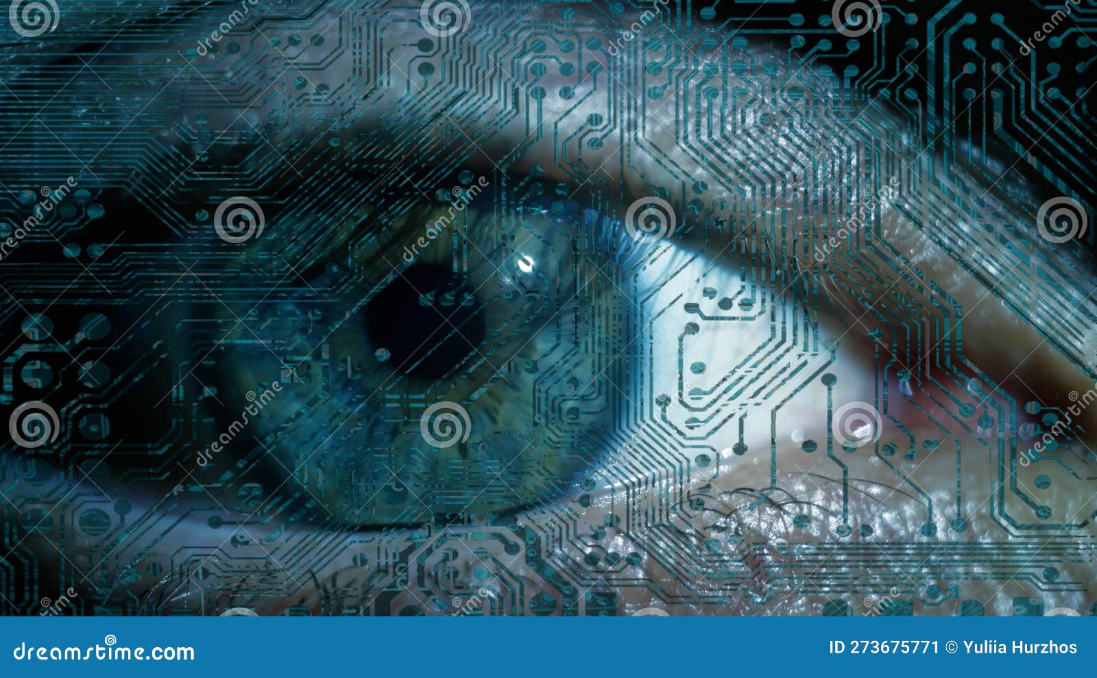 Close-up of a Male Eye with Visual Effects. the Concept of a Sensor ...